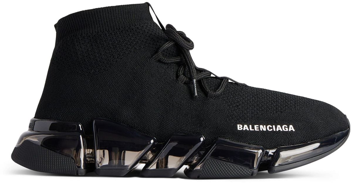 Balenciaga Speed 2.0 Clear Sole Lace-Up Sneakers in Black for Men | Lyst