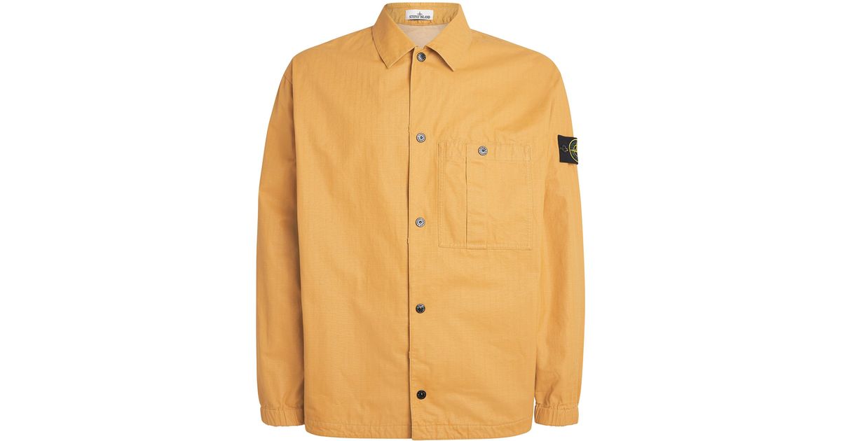 Stone Island Technical Cotton Compass Shacket in Natural for Men | Lyst UK