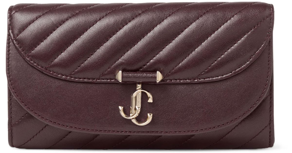 Jimmy Choo Curve Biker Leather Quilted Wallet-On-Chain in Purple | Lyst UK