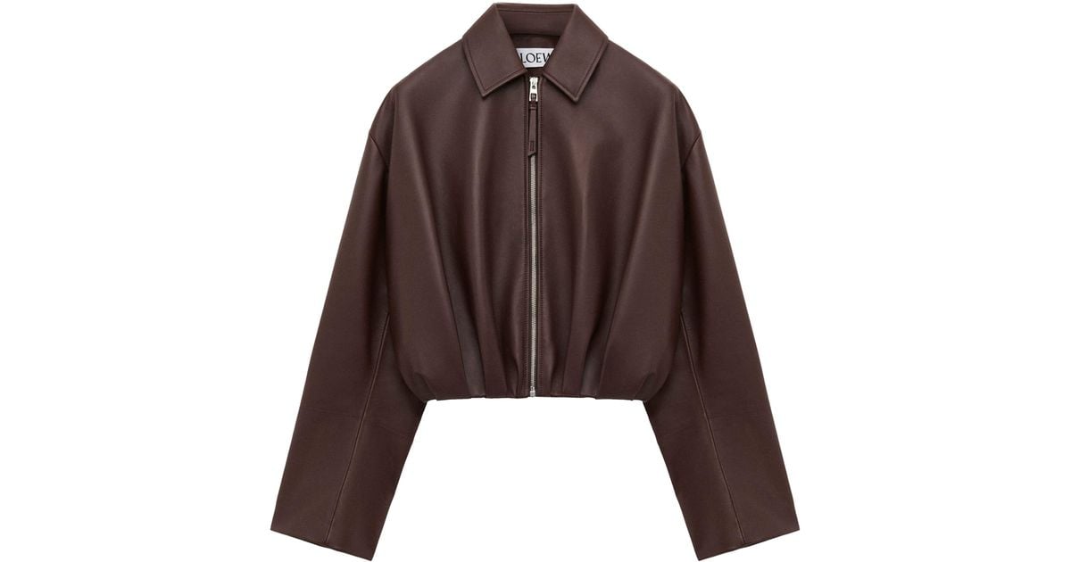 Loewe Lambskin Draped Jacket in Brown | Lyst