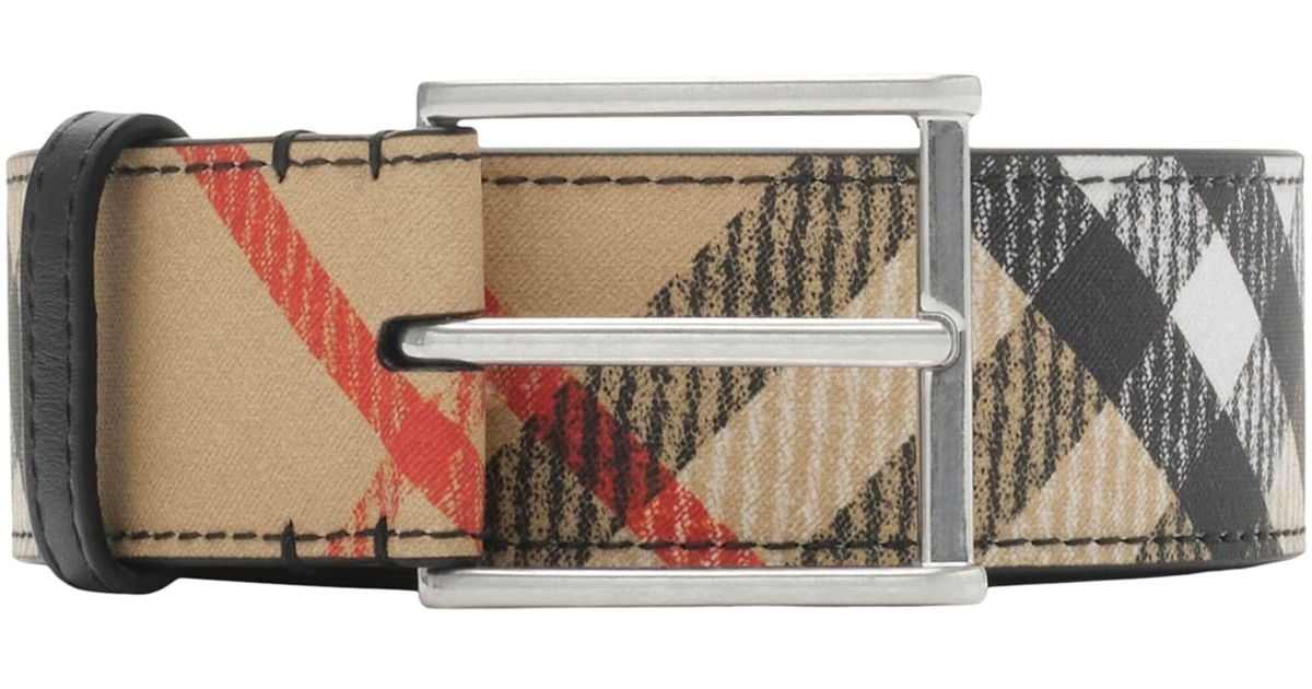 Burberry Check Belt in Natural for Men | Lyst UK
