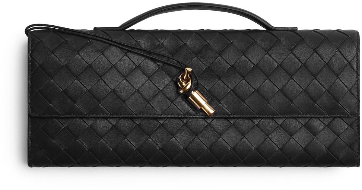Bottega Veneta Mini Leather Andiamo Clutch Bag in Black | Lyst