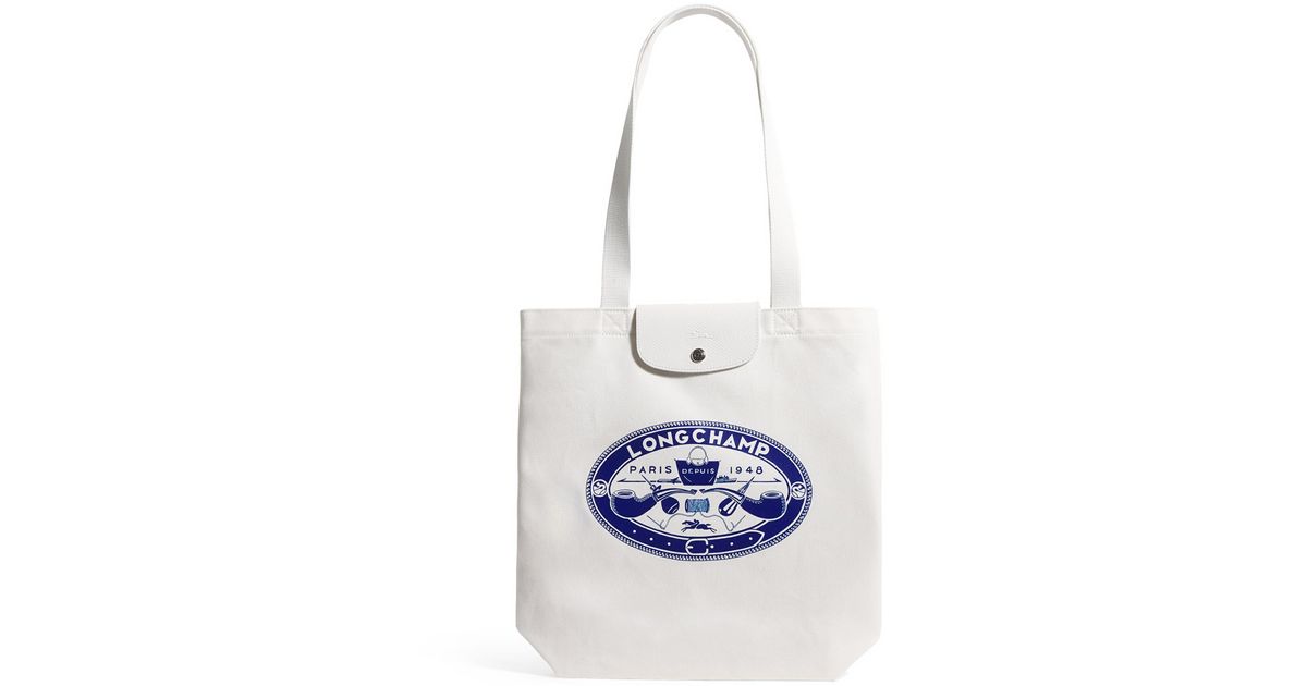 Longchamp Canvas Le Pliage M Tote Bag in Blue | Lyst UK