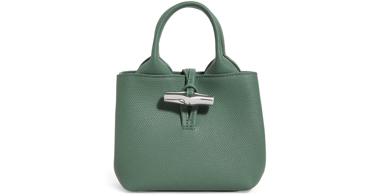 Longchamp Extra Small Leather Le Roseau Top-Handle Bag in Green | Lyst UK