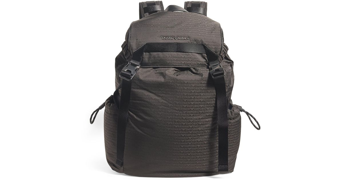 Emporio Armani Jacquard Logo Backpack in Black for Men | Lyst