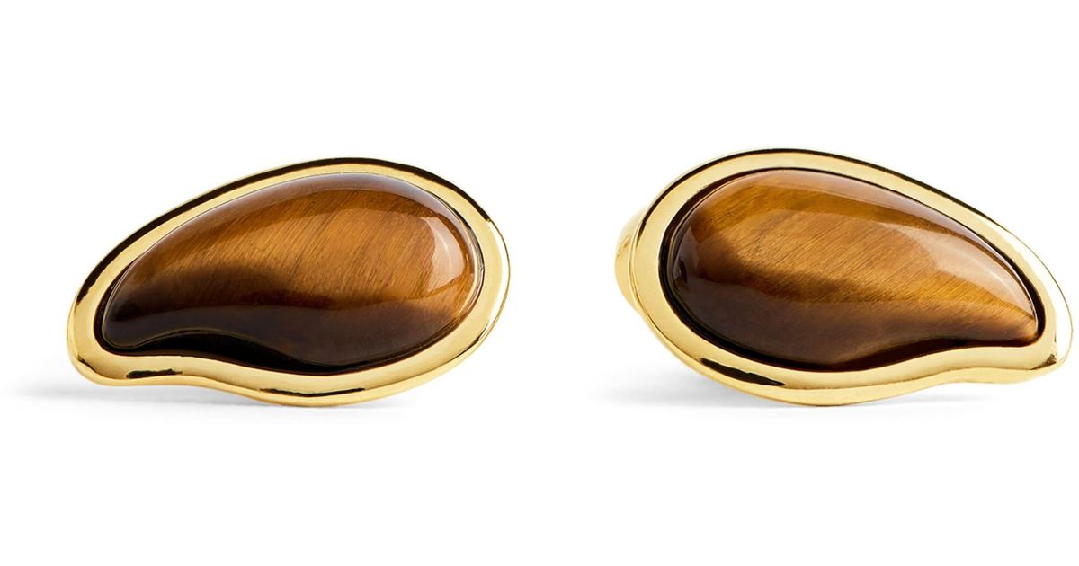 Babette Wasserman Plated Chakra Tiger's Eye Cufflinks in Yellow for Men ...