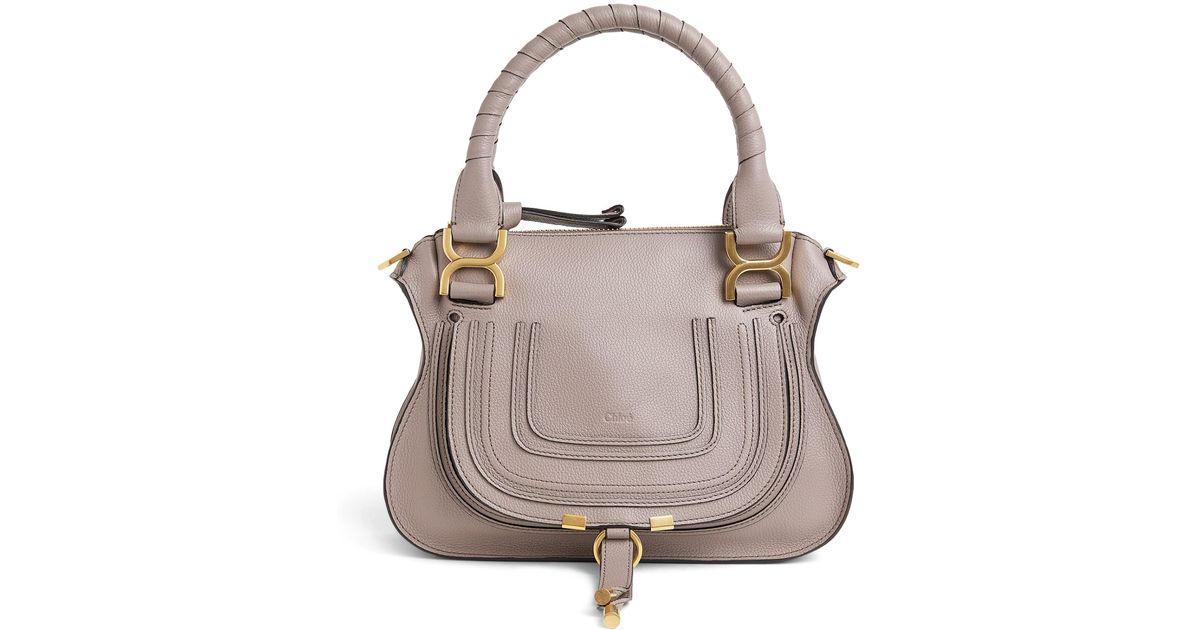 Chloé Small Leather Marcie Top-Handle Bag in Gray | Lyst