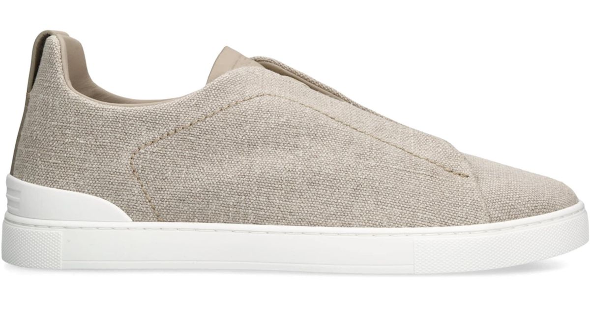 ZEGNA Cotton-Linen Triple Stitch Sneakers in Gray for Men | Lyst