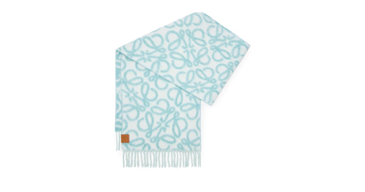 Loewe Wool-Blend Anagram Scarf in Blue | Lyst UK