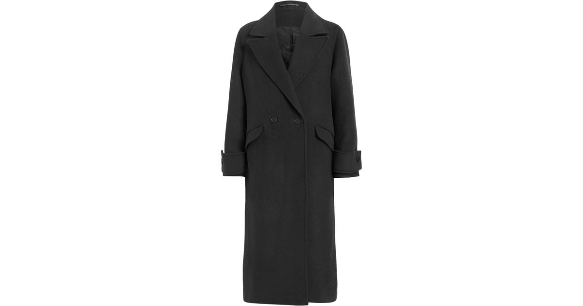 AllSaints Double-Breasted Mabel Coat in Black | Lyst