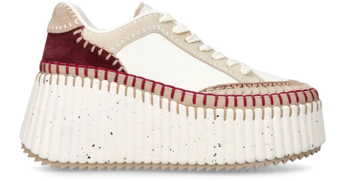 Chloé Leather Nama Runner Platform Sneakers in Pink | Lyst UK