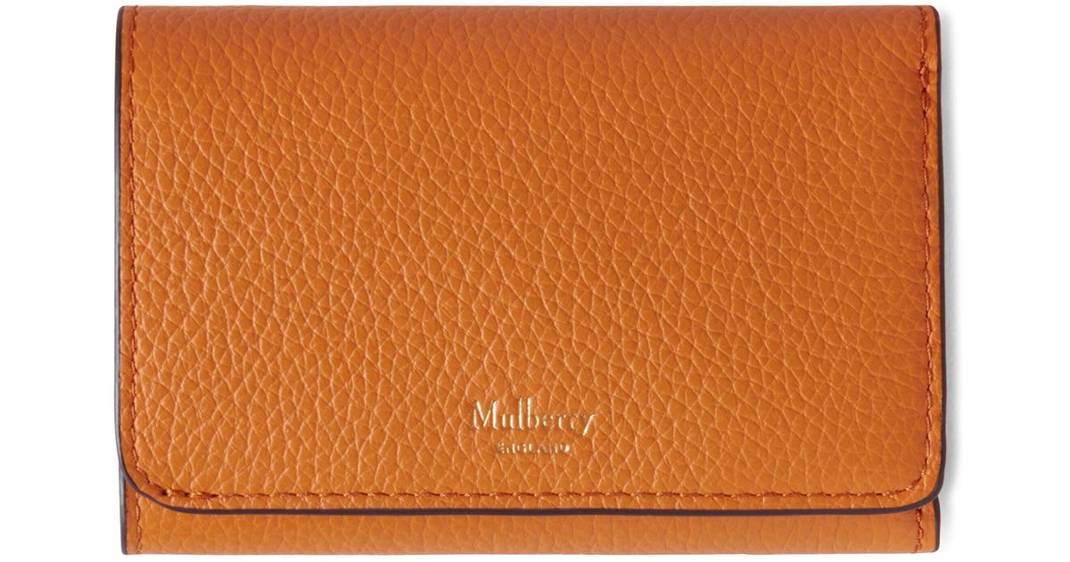 Mulberry Small Leather Continental Trifold Wallet in Orange | Lyst