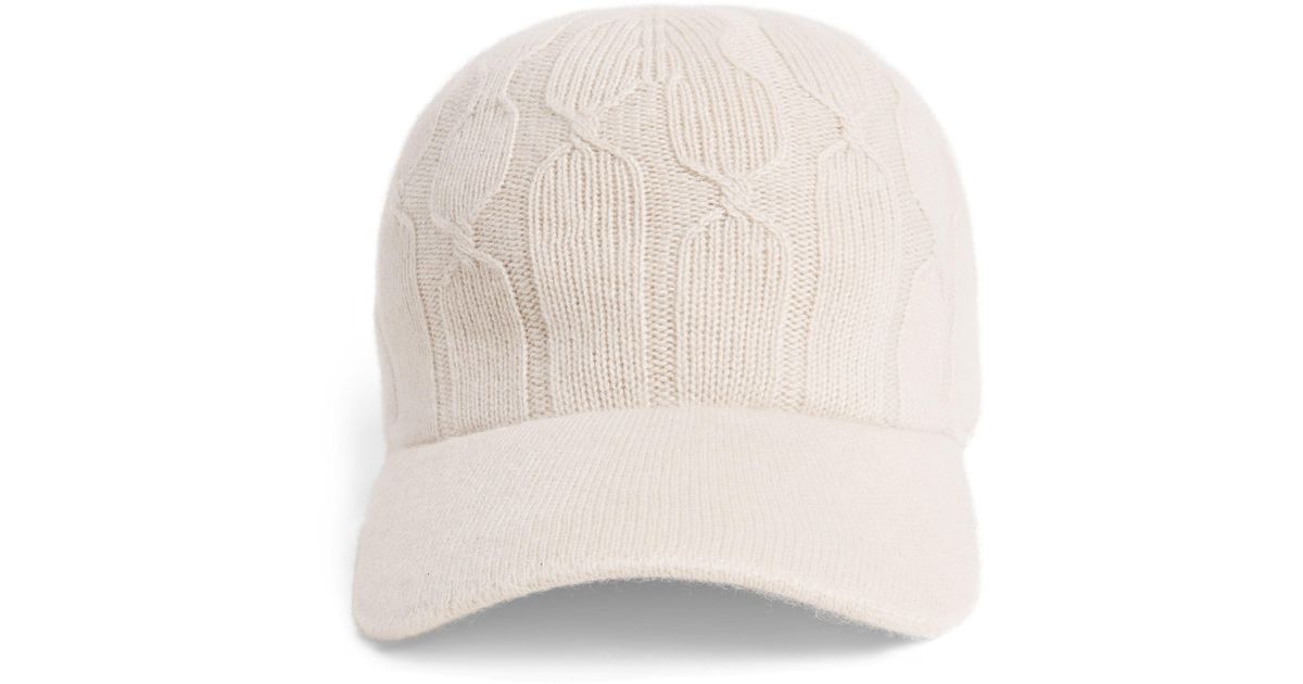 Eleventy Cashmere-Blend Cable-Knit Baseball Cap in White | Lyst UK