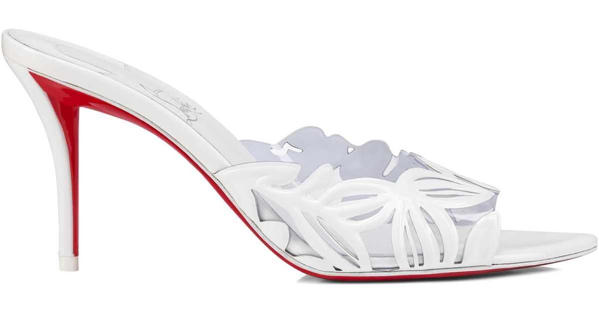 Christian Louboutin Apostropha Petunia Pvc Mules 80 in White | Lyst