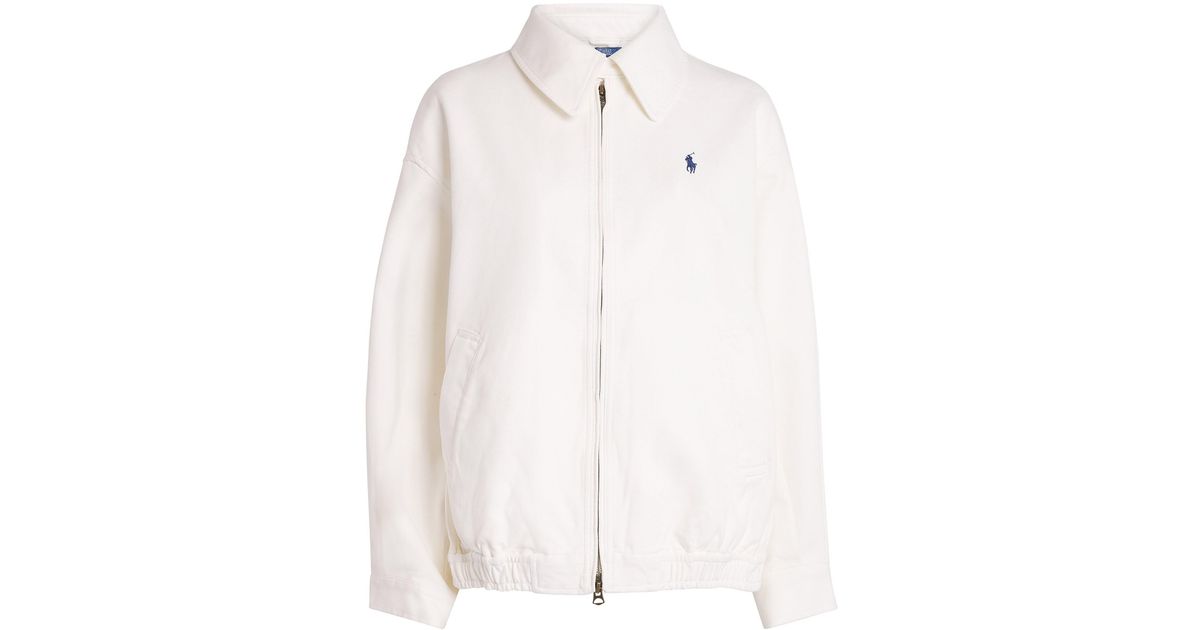 Polo Ralph Lauren Twill Polo Pony Bomber Jacket in White | Lyst UK