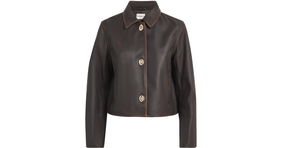 Claudie Pierlot Leather Turn-Lock Jacket in Black | Lyst UK
