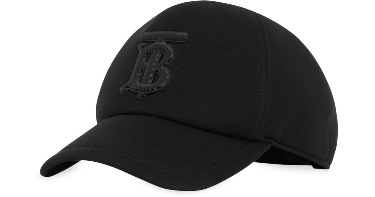 Burberry Cotton Tb Monogram Baseball Cap in Black - Lyst