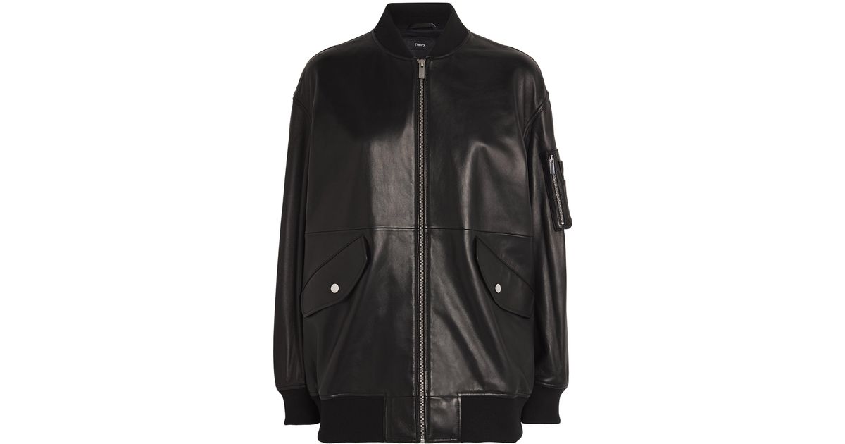 Theory Flight Leather Jacket in Black | Lyst