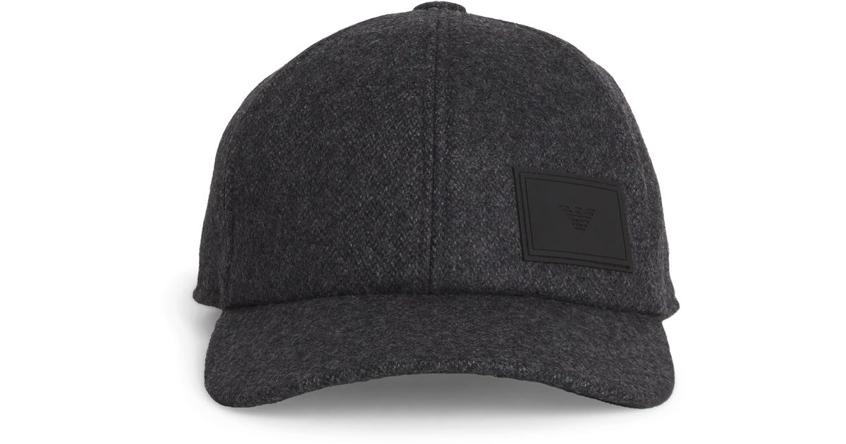 Emporio Armani Wool-Blend Felt Baseball Cap in Black for Men | Lyst