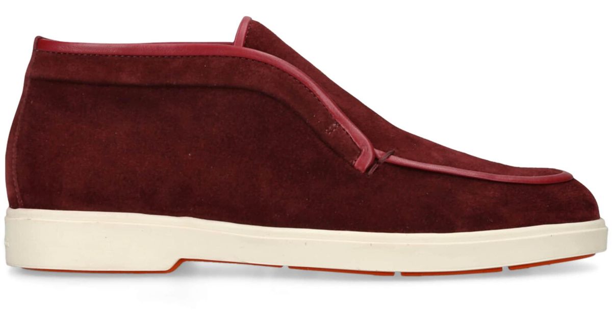 Santoni Suede Shan Boots in Red for Men | Lyst UK