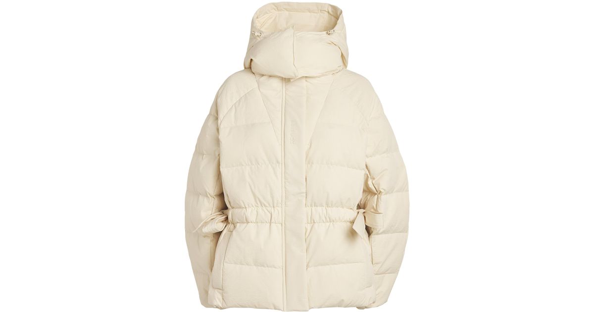 Ganni Technical Seersucker Puffer Jacket in Natural | Lyst
