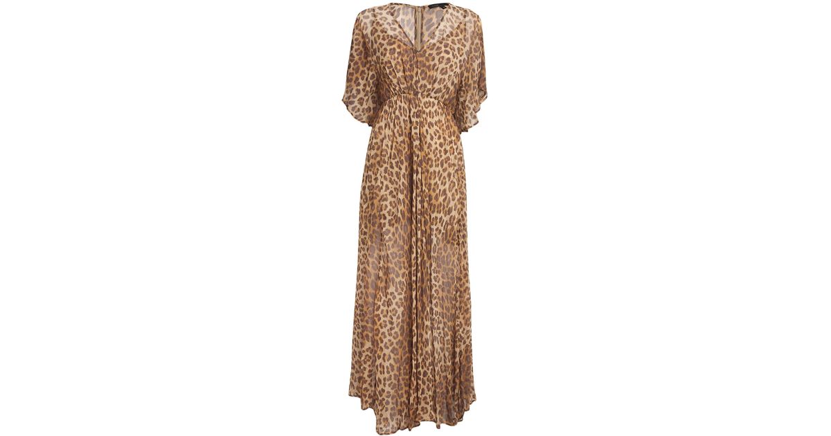 Maje Leopard Print Maxi Dress in Brown | Lyst