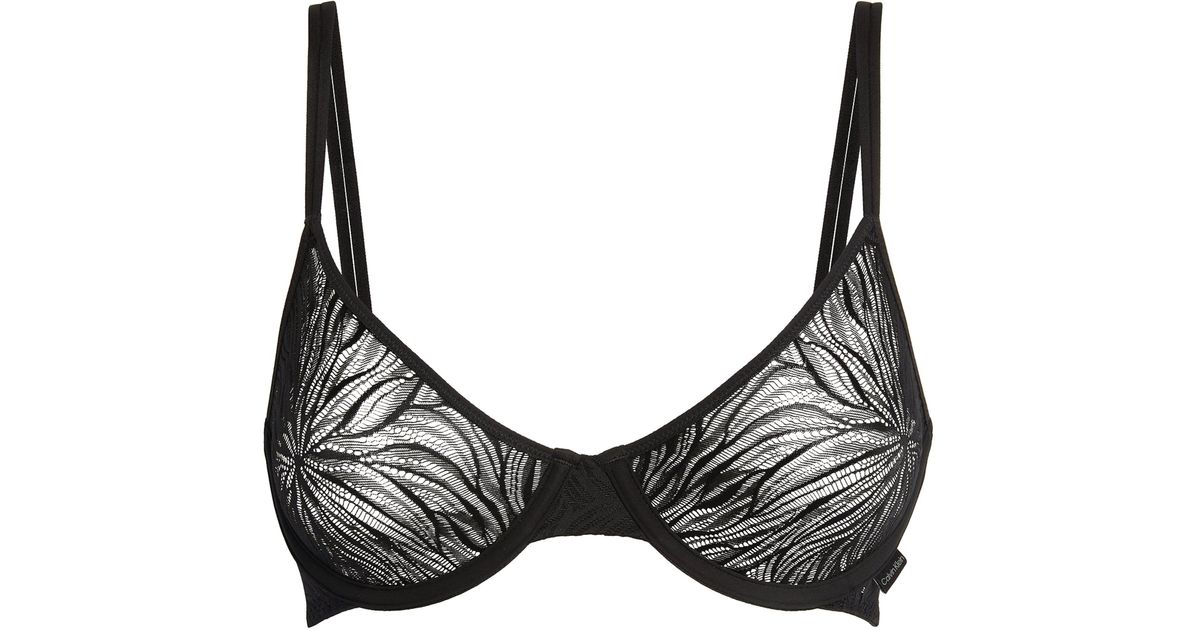 Calvin Klein Sheer Marquisette Demi Bra in Black | Lyst