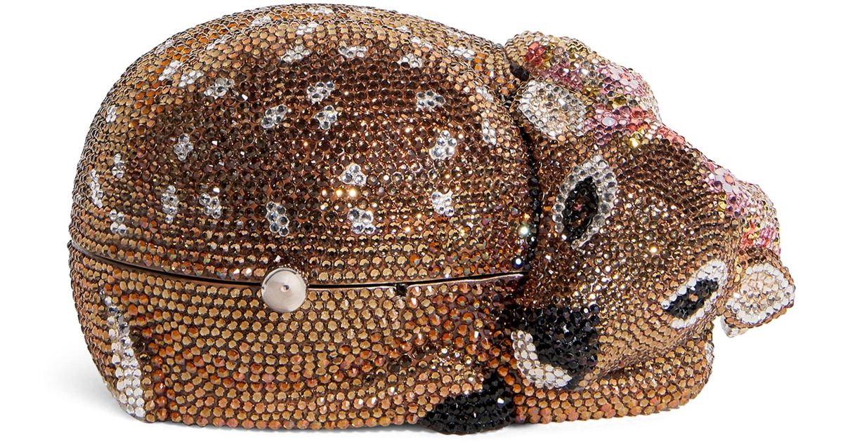 Judith Leiber Embellished Fawn Buttercup Clutch Bag in Brown | Lyst