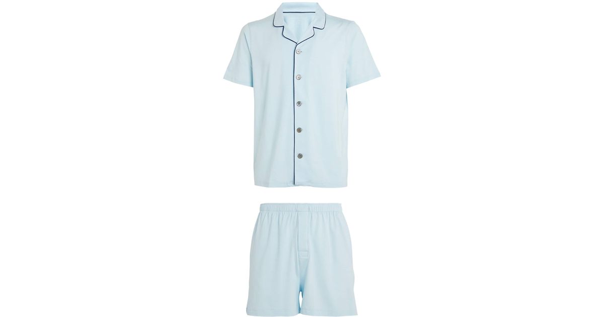 Derek Rose Micro Modal Short Pyjama Set in Blue for Men | Lyst