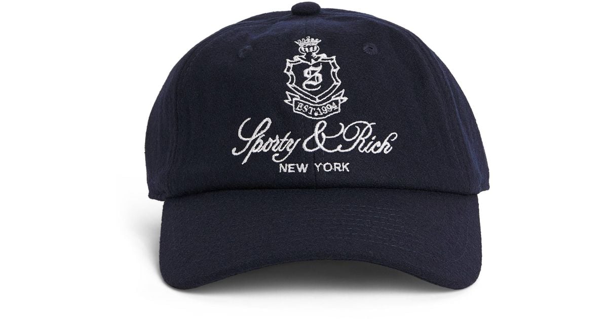 Sporty & Rich Wool Vendome Baseball Cap in Blue | Lyst UK