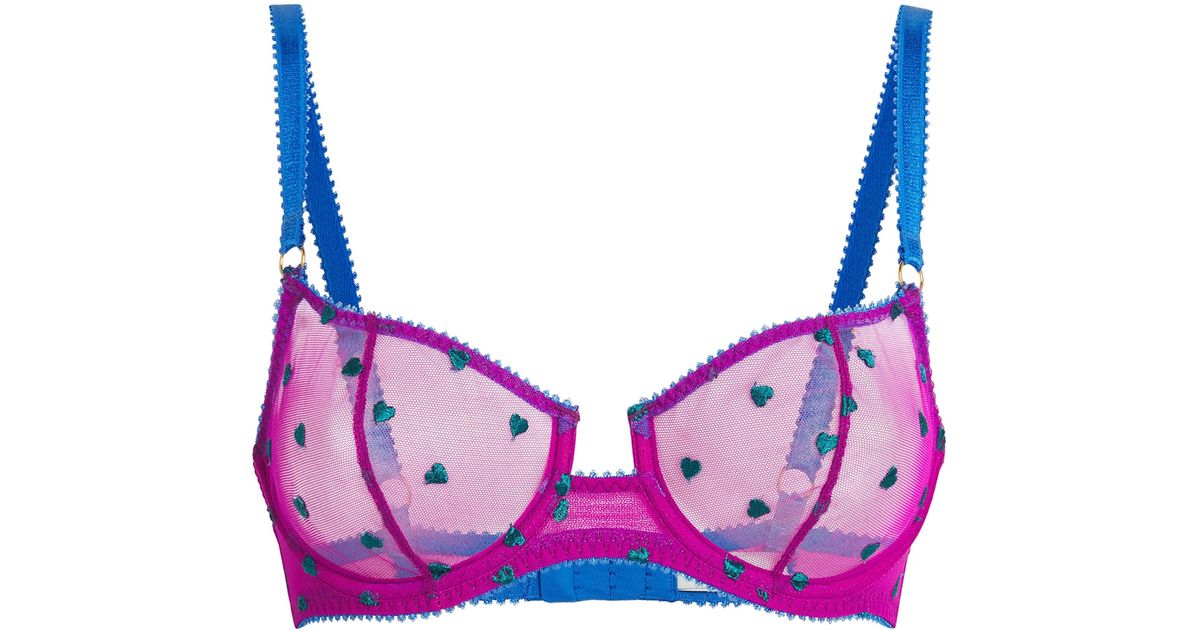Dora Larsen Heart Embroidered Mabel Bra in Purple | Lyst
