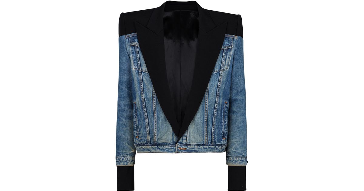 Balmain Grain De Poudre-Denim Jacket in Blue for Men | Lyst