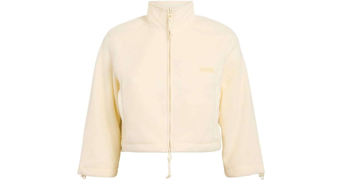 Skims Cropped Fleece Jacket in Natural | Lyst