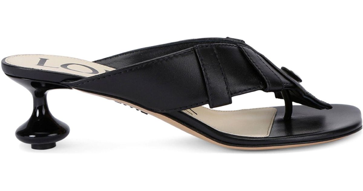 Loewe Toy Panta Toe Post Heeled Sandals 45 in Black | Lyst