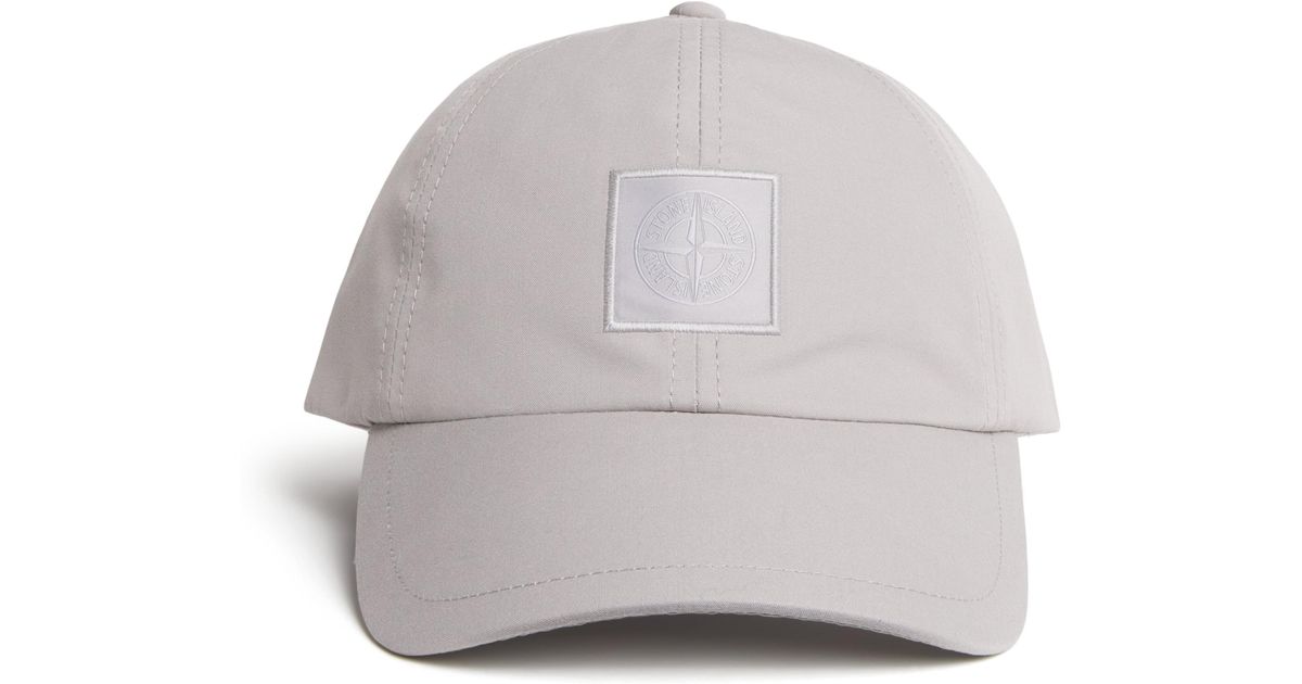 Stone Island Cotton Weatherproof Logo Baseball Cap in Grey for Men ...