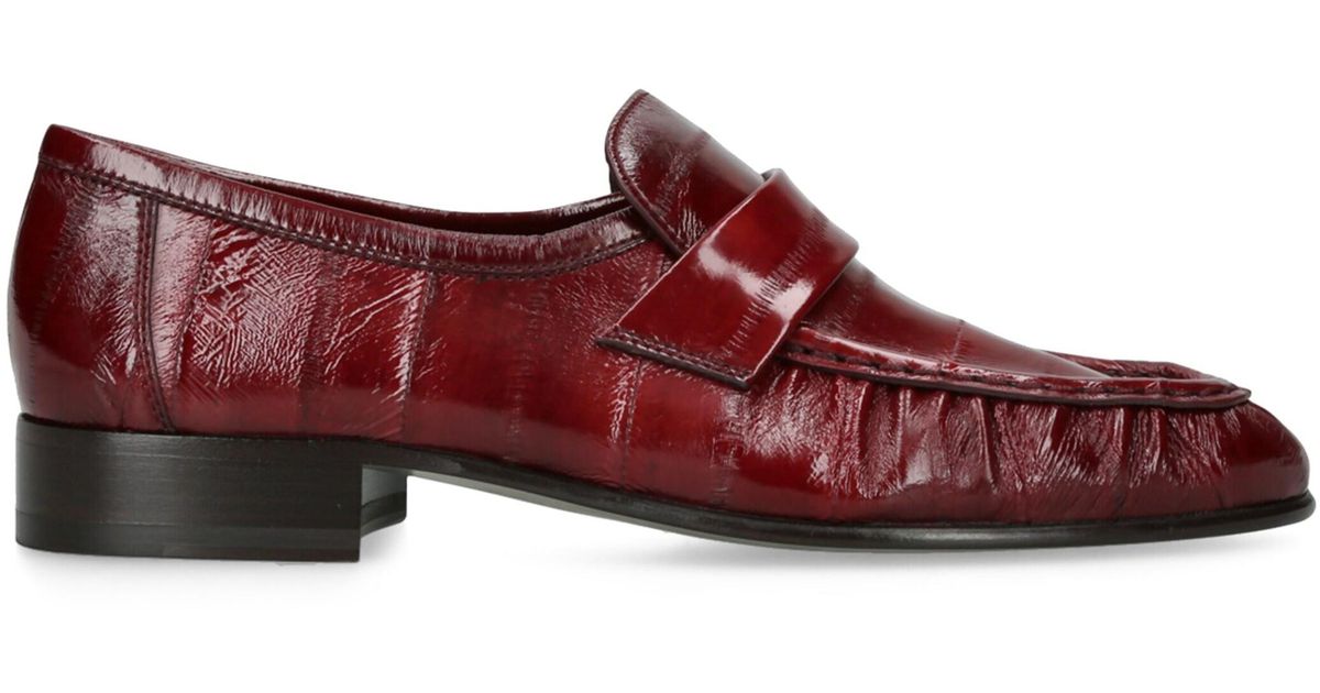 The Row Soft Eel Loafers in Red | Lyst UK
