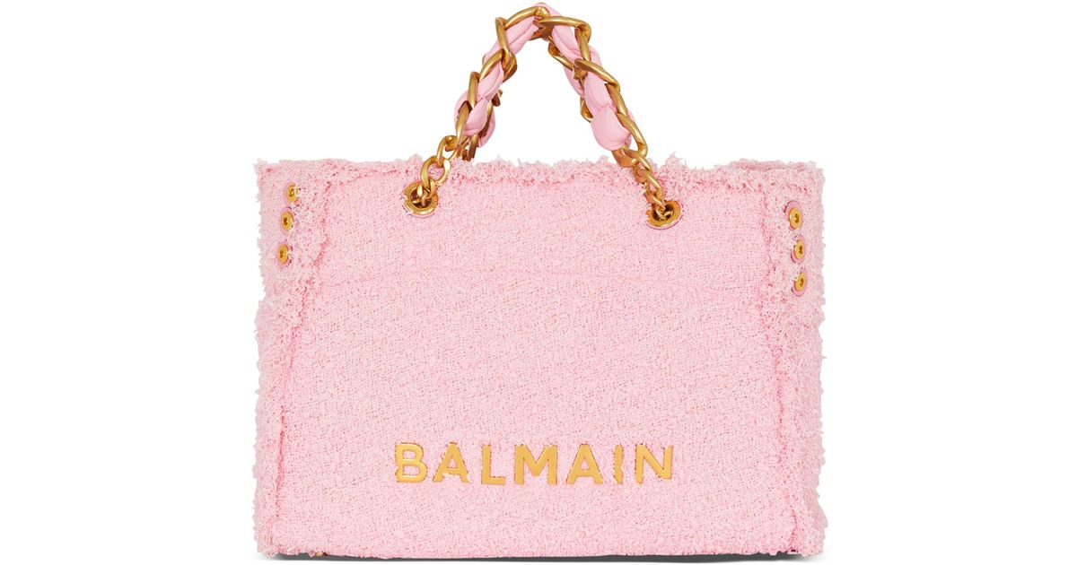 Balmain Tweed 1945 Tote Bag in Pink | Lyst