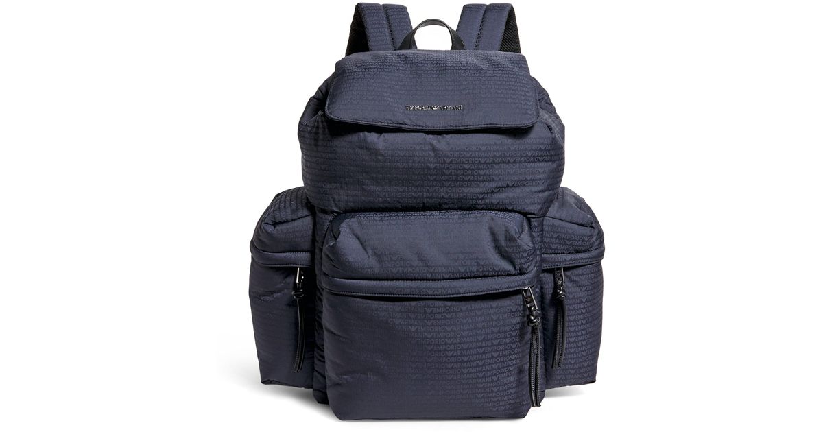 Emporio Armani Padded Jacquard Backpack in Blue for Men | Lyst