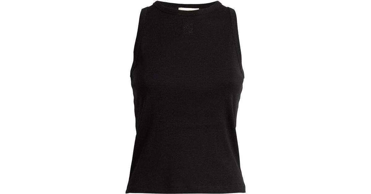 Sandro Ribbed Tank Top in Black | Lyst