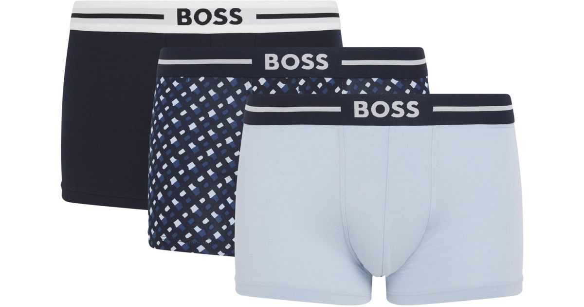 BOSS Logo Revive Trunks in Blue for Men | Lyst