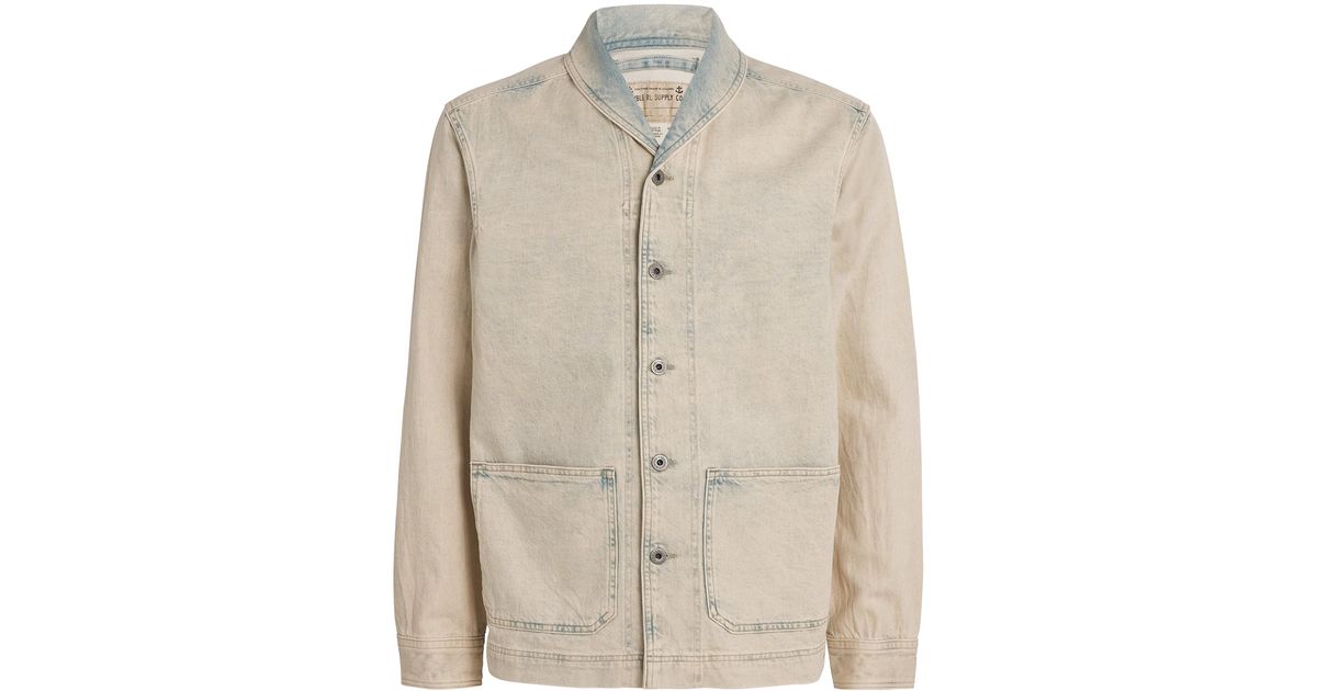 Polo Ralph Lauren Faded-Denim Perkins Jacket in Natural | Lyst