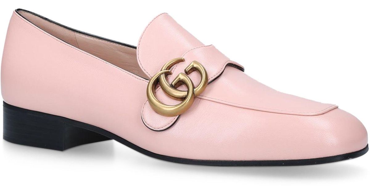 Gucci Leather Loafer With Double G in Pink | Lyst
