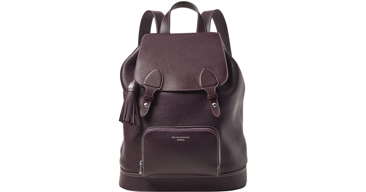 Aspinal of London Medium Leather Hudson Backpack in Purple | Lyst