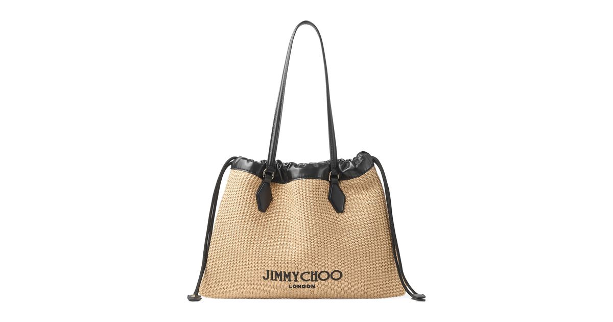 Jimmy Choo Large Raffia Drawstring Tote Bag in Natural | Lyst
