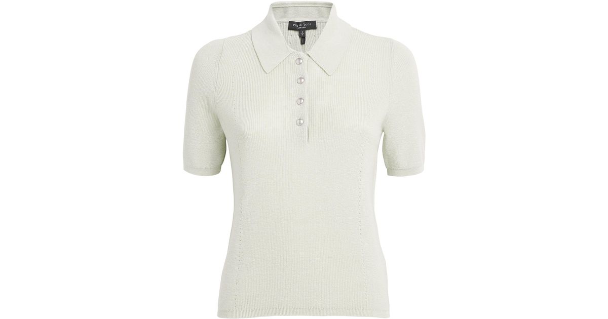 Rag & Bone Cotton-Cashmere Darcey Polo Sweater in White | Lyst