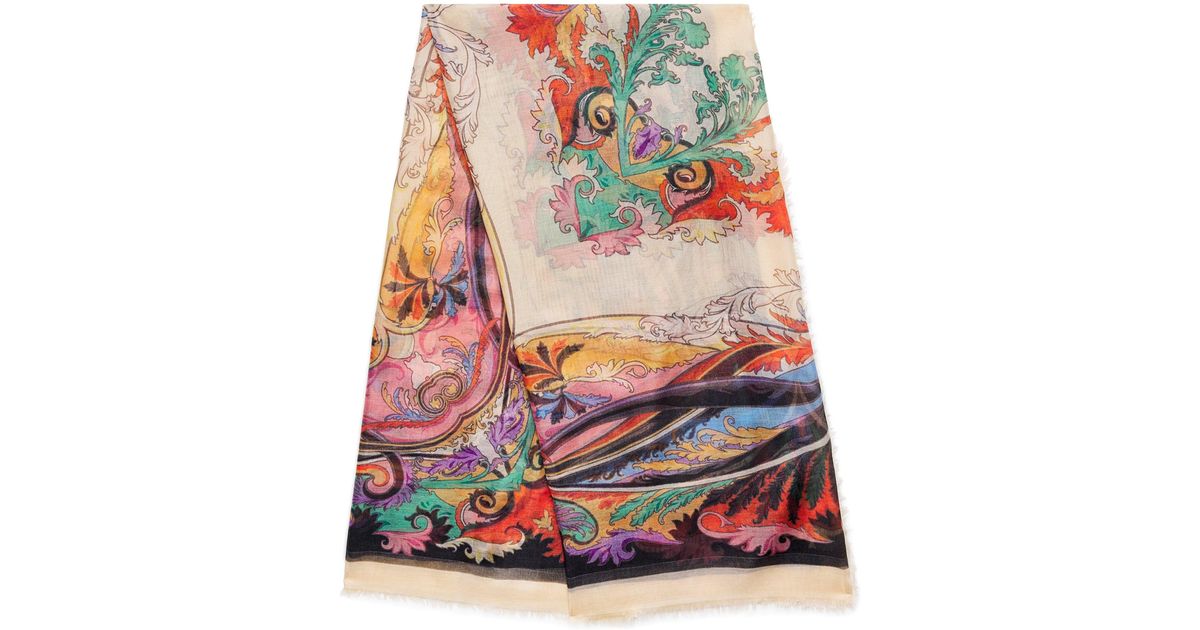 Etro Printed Square Scarf in Red | Lyst UK