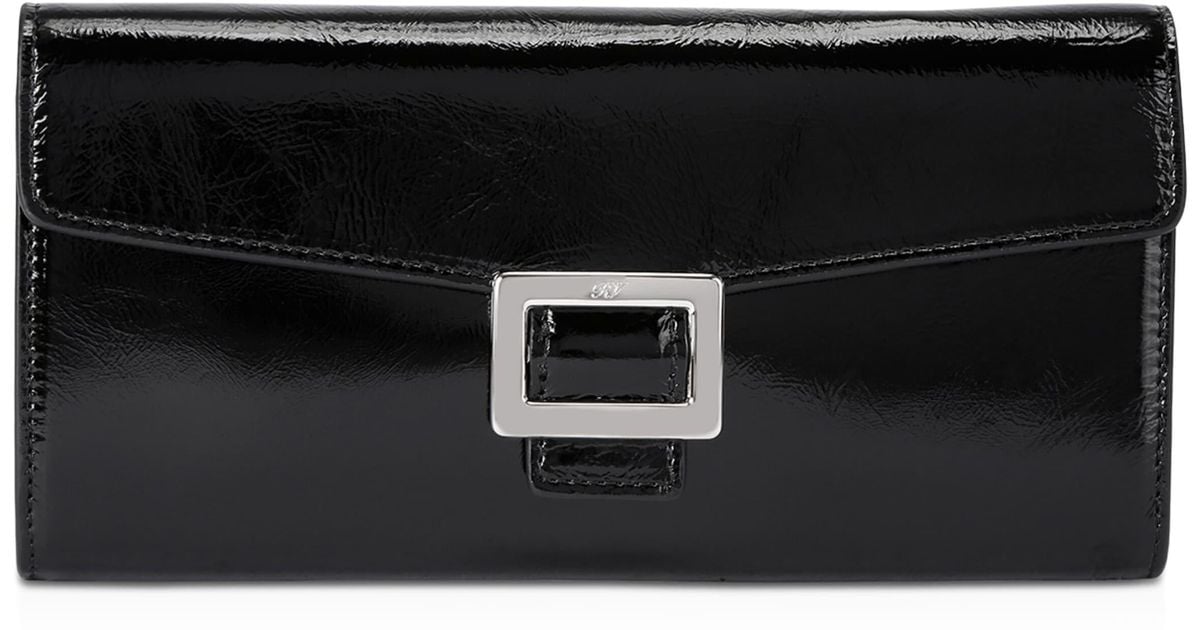 Roger Vivier Patent Leather Belle Vivier Chain Wallet in Black | Lyst