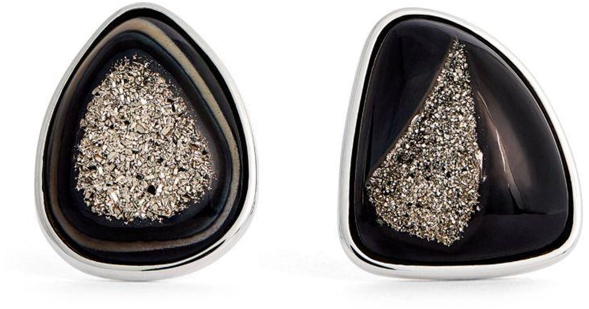 Tateossian White Gold Platinum Drusy Cufflinks in Black for Men | Lyst UK