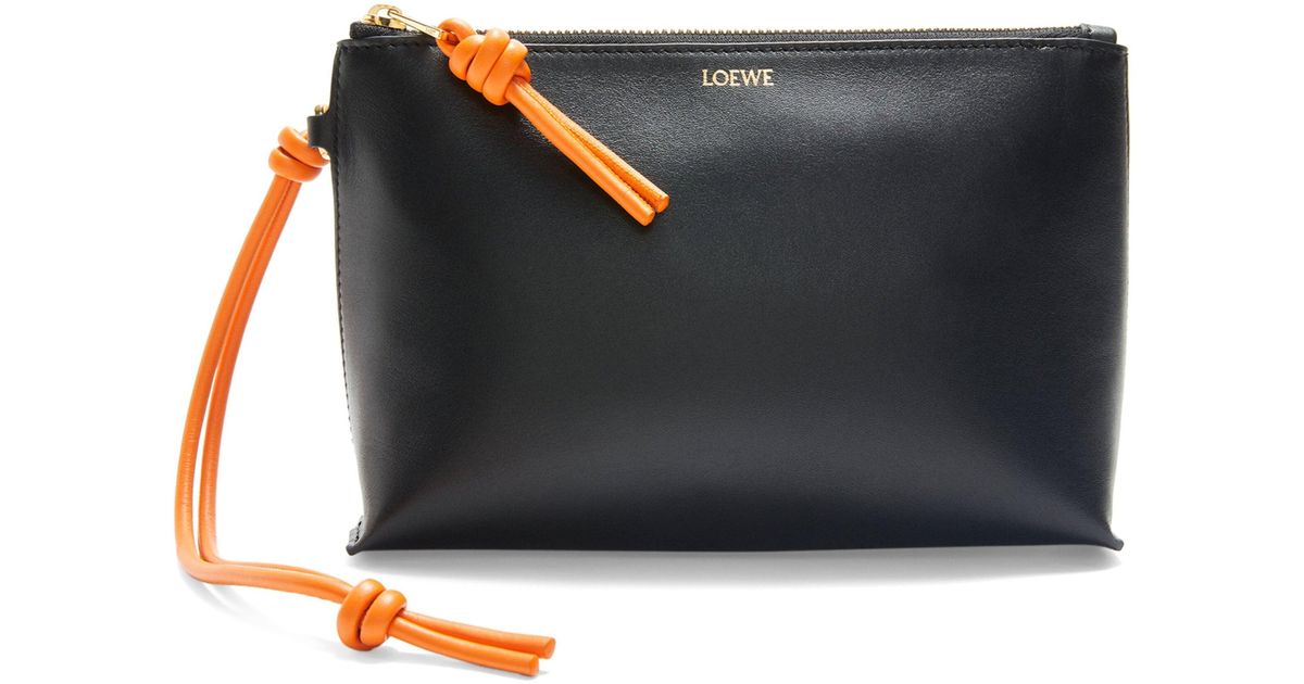 Loewe Knot Foil-Logo Leather Pouch in Black | Lyst