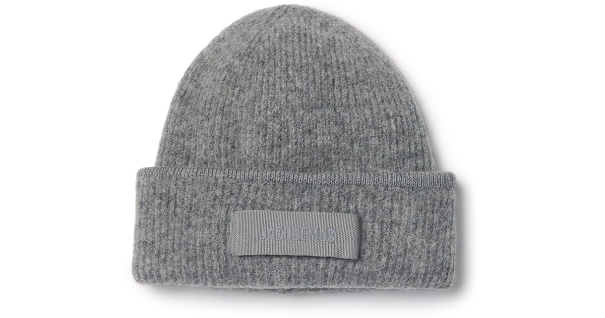 Jacquemus Wool-Blend Gros Grain Beanie in Gray | Lyst